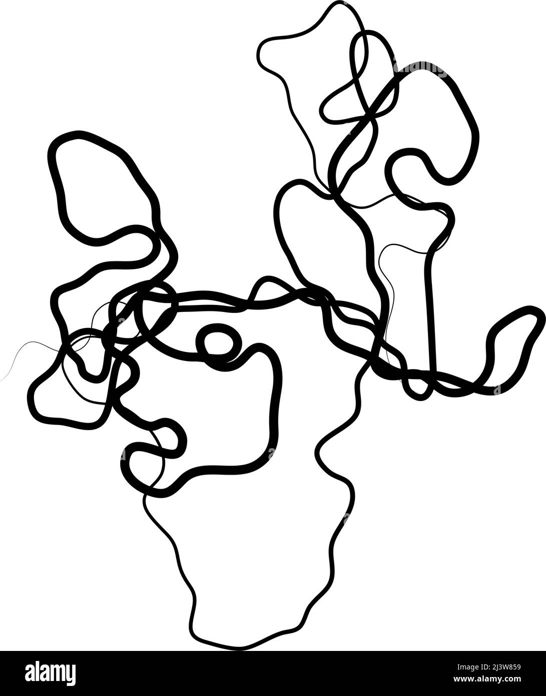 Wavy, waving, billowy, squiggle and squiggly line. Irregular random ...