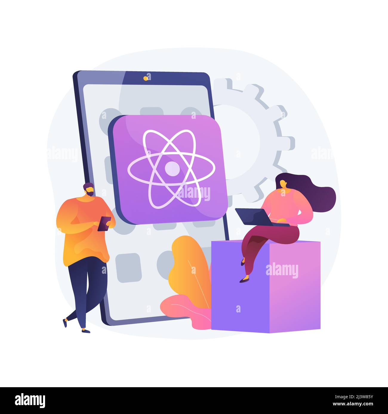 React native mobile app abstract concept vector illustration. Cross ... React native mobile app abstract concept vector illustration. Cross ...