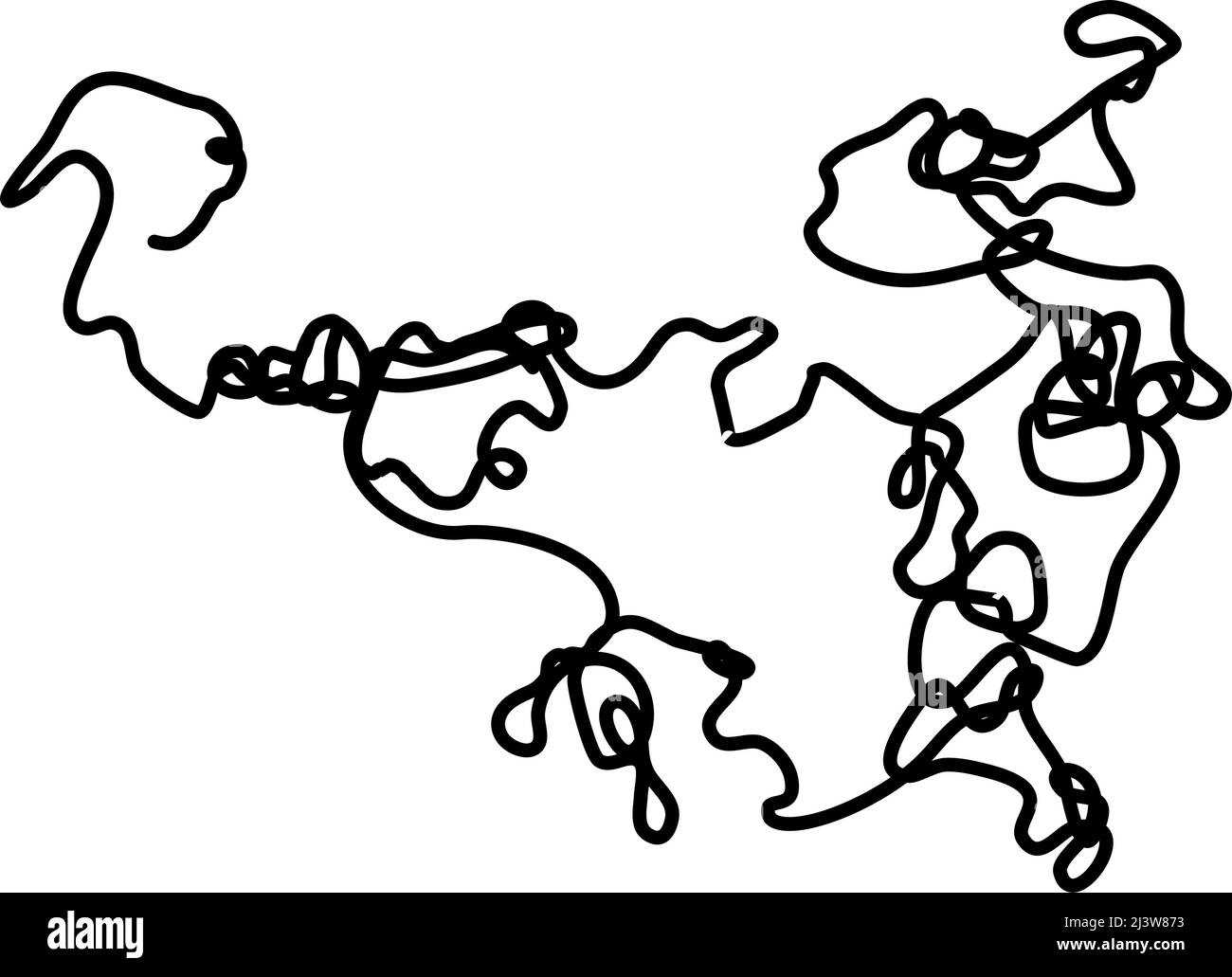Wavy, waving, billowy, squiggle and squiggly line. Irregular random ...