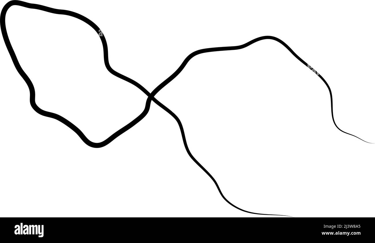 Wavy, waving, billowy, squiggle and squiggly line. Irregular random ...