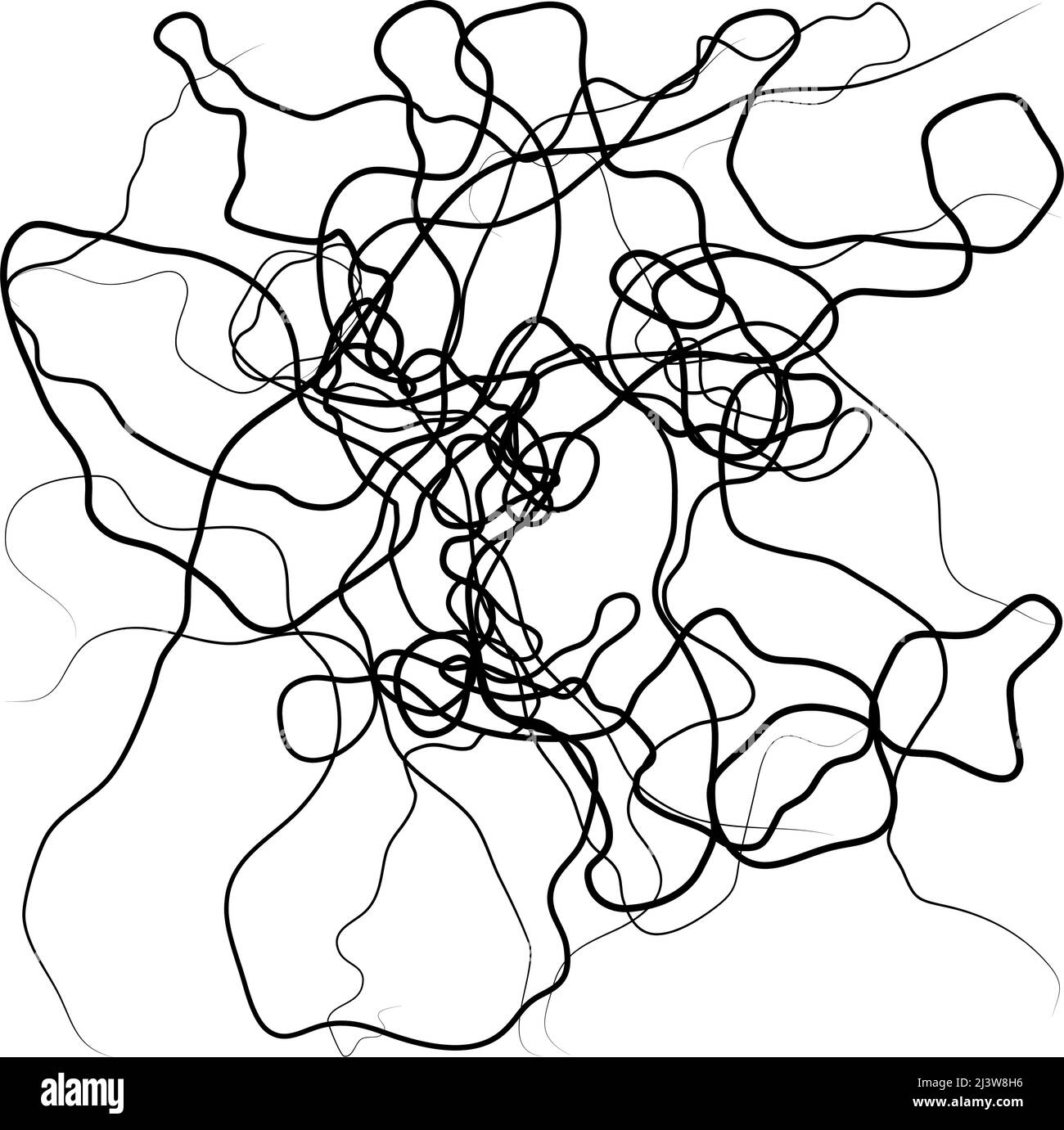 Wavy, waving, billowy, squiggle and squiggly line. Irregular random ...