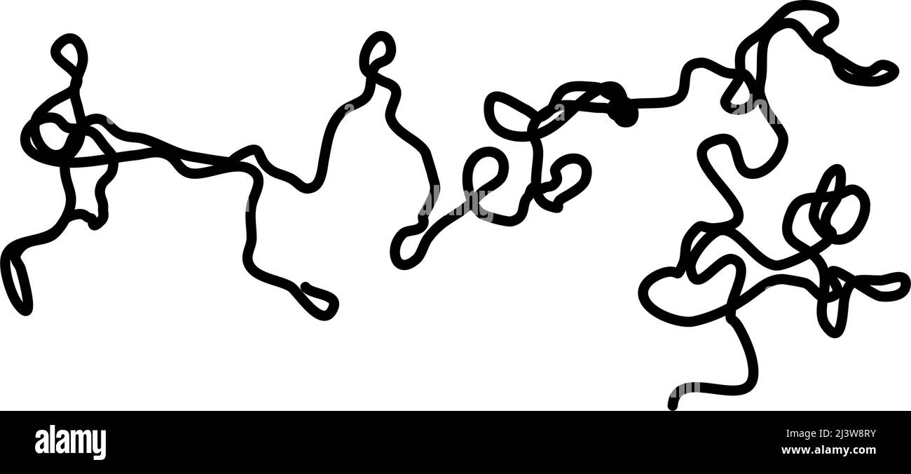 Wavy, waving, billowy, squiggle and squiggly line. Irregular random ...