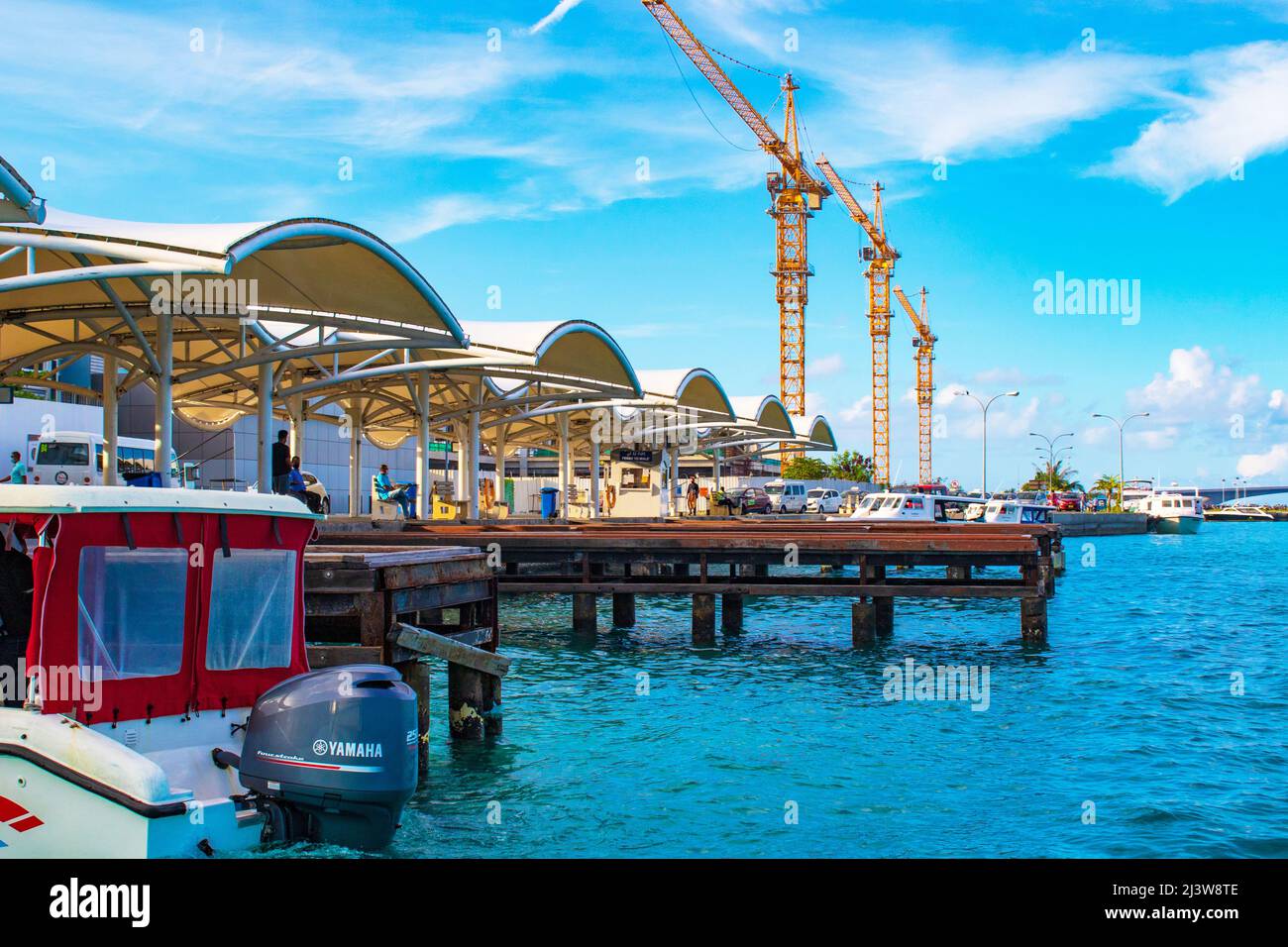 View of Hulhule Ferry-Ferry terminal in front of Velana International ...