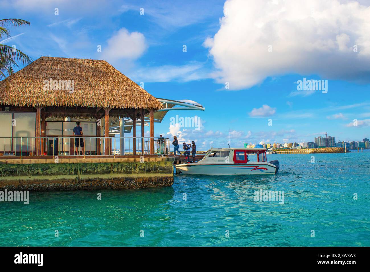 View of Hulhule Ferry-Ferry terminal in front of Velana International ...
