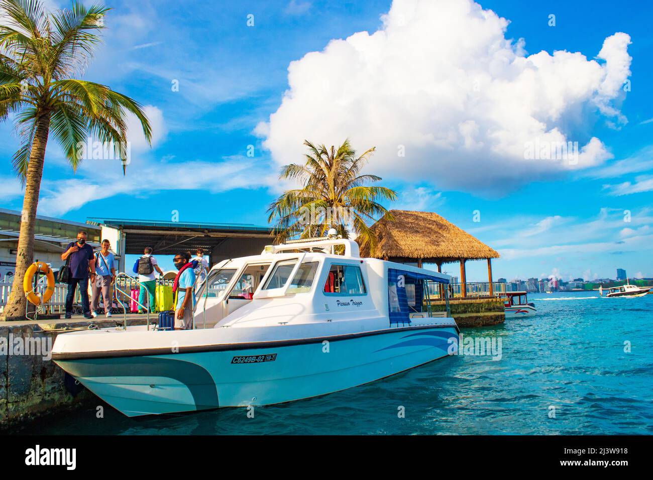 View of Hulhule Ferry-Ferry terminal in front of Velana International ...