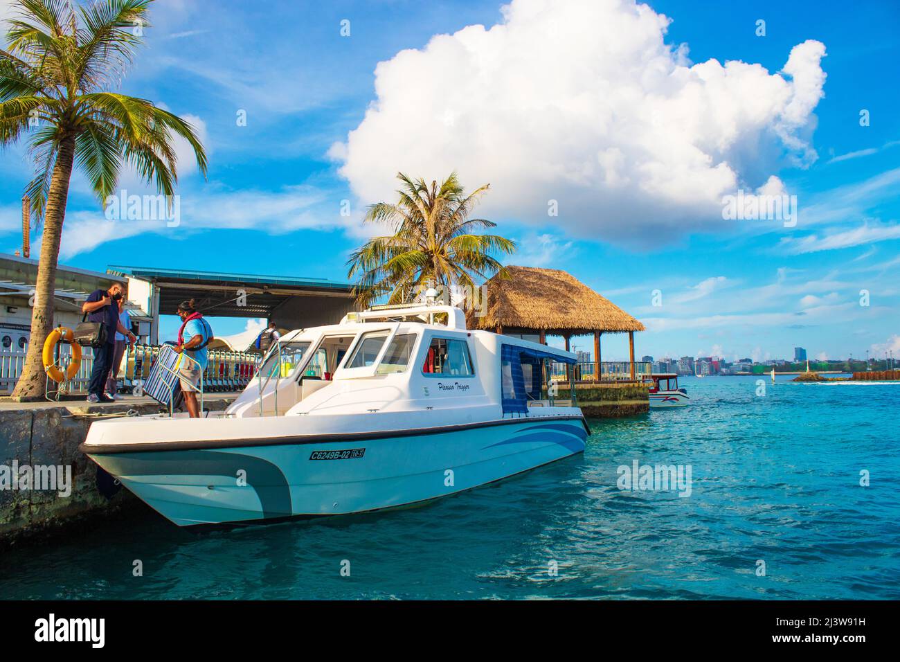 View of Hulhule Ferry-Ferry terminal in front of Velana International ...