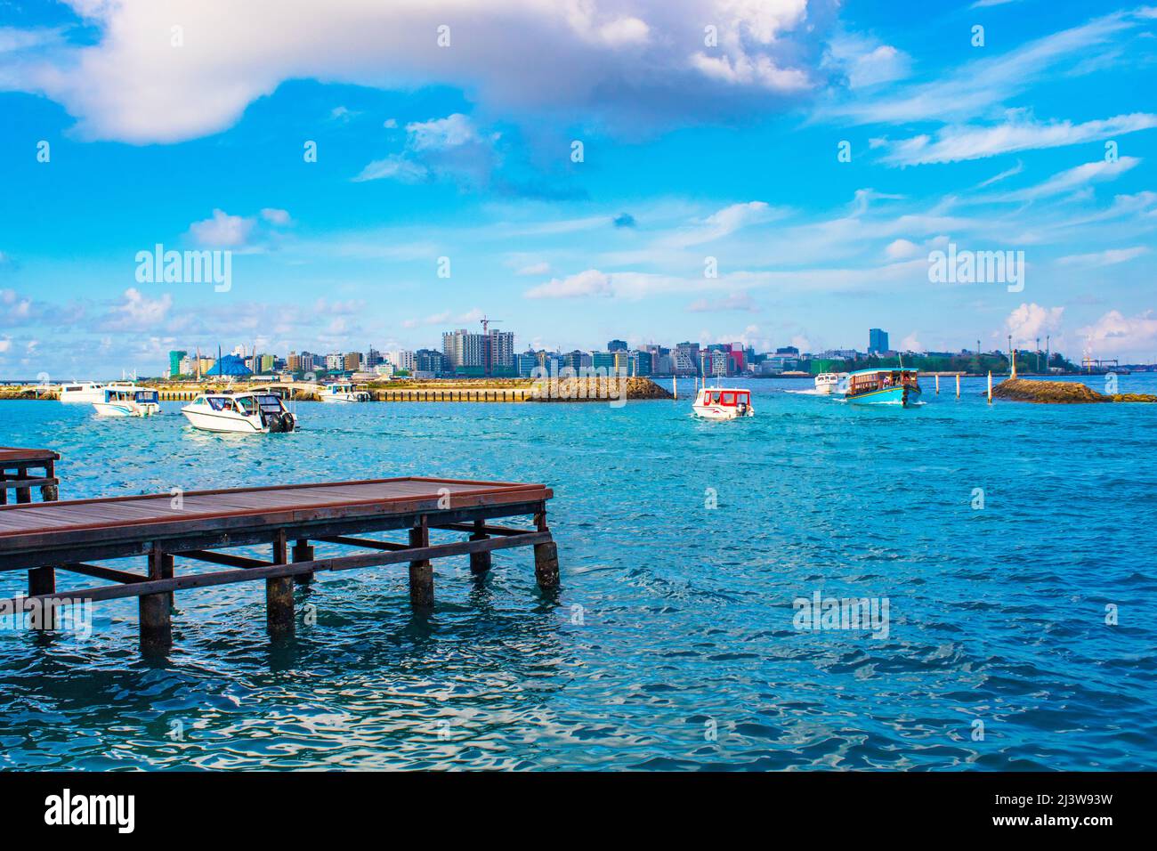 View of Hulhule Ferry-Ferry terminal in front of Velana International ...