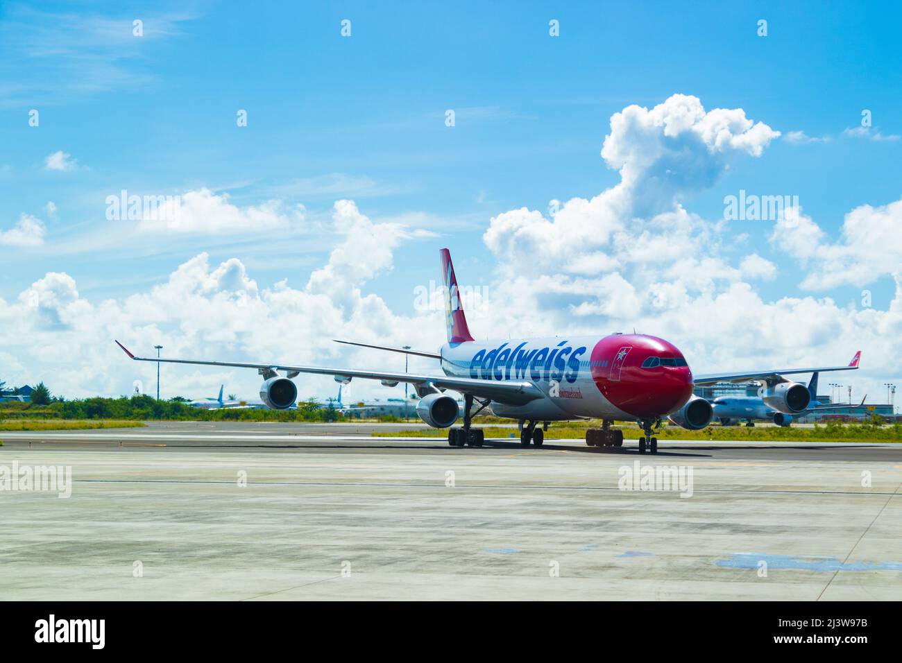 View from runway of Velana International Airport,Male,Maldives.This ...