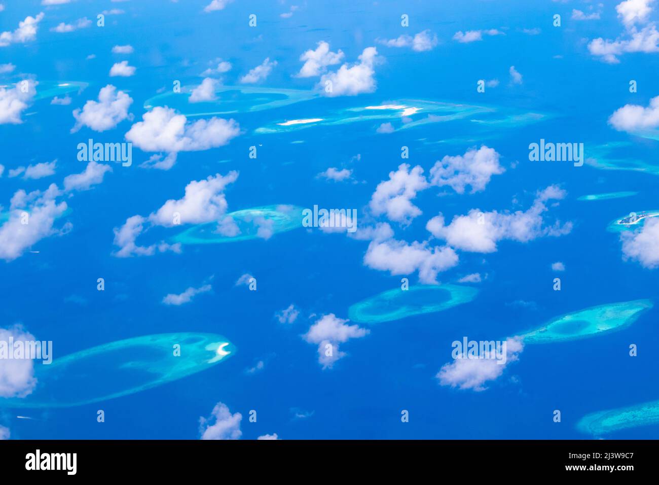 Aerial view of Maldives archipelago Kaafu Atoll in Laccadive Sea,Indian ...