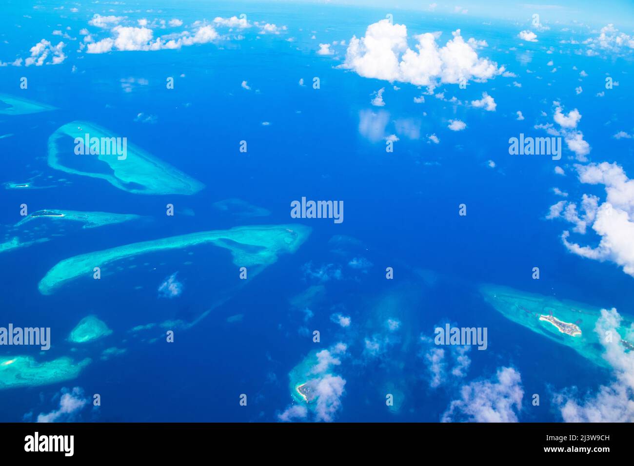 Aerial view of Maldives archipelago Kaafu Atoll in Laccadive Sea,Indian ...