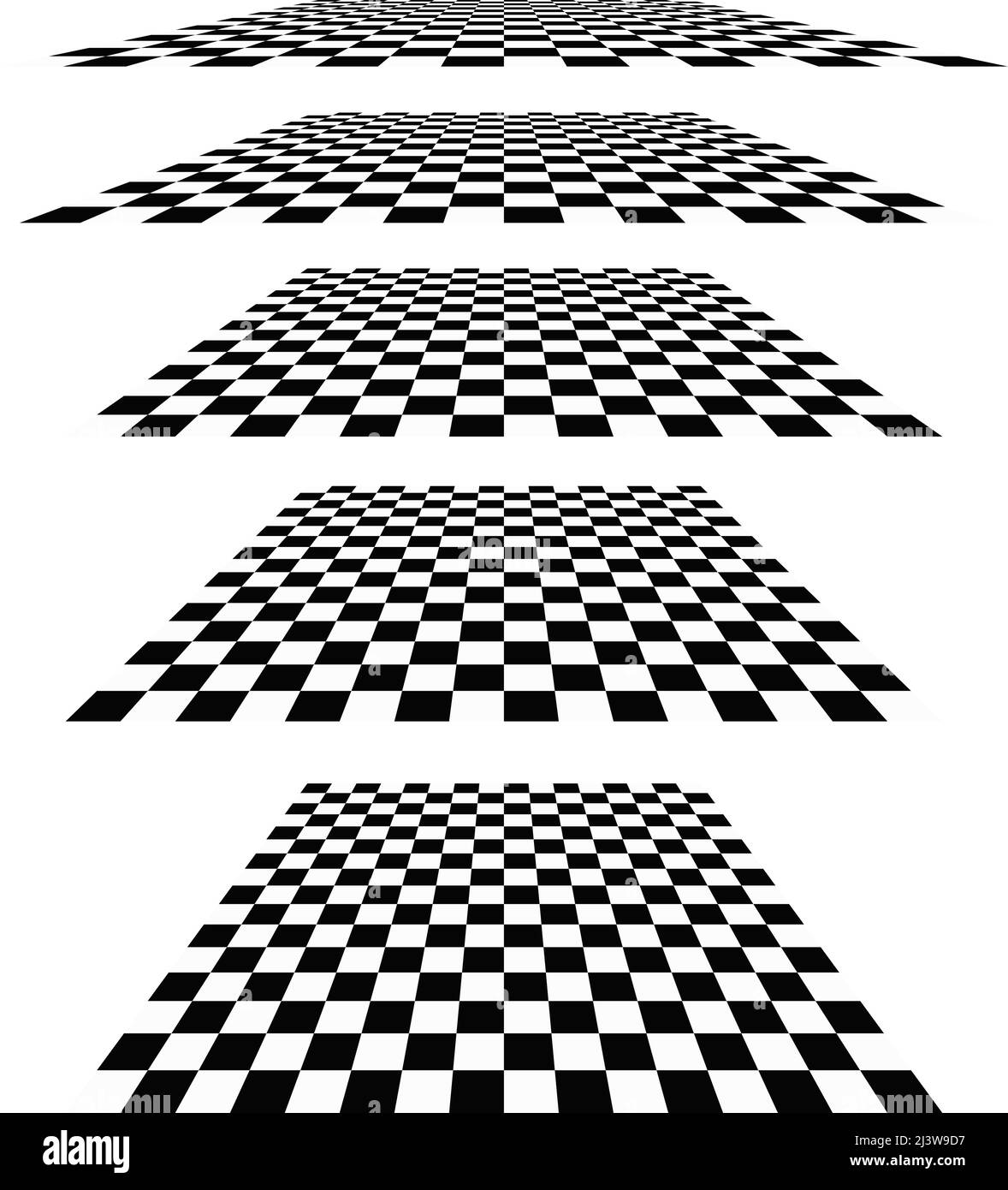 3d chessboard, checkerboard pattern in perspective. Checkered, chequered checks planes vanishing ...