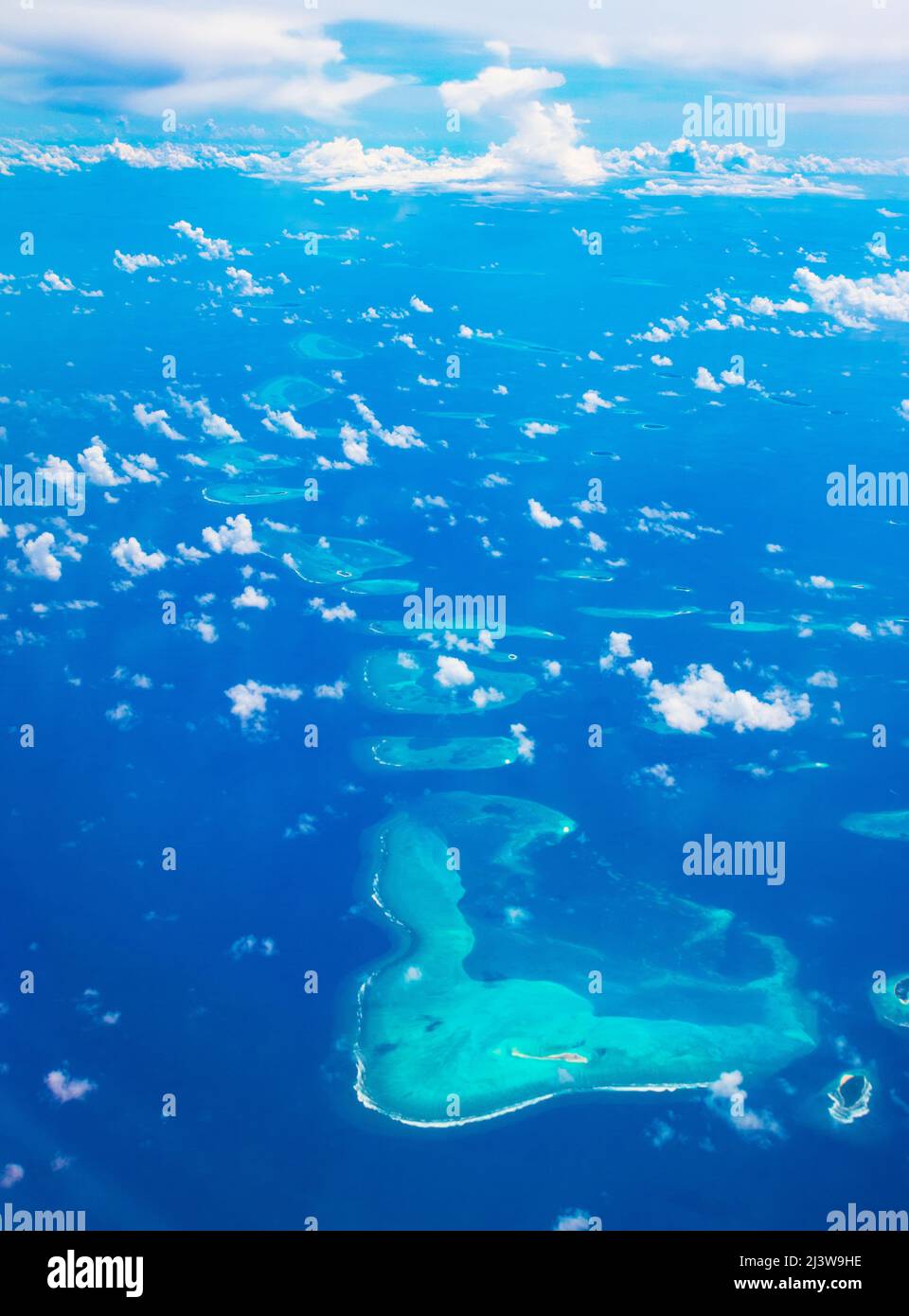 Aerial view of Maldives archipelago Raa Atoll -Baa Atoll is an ...