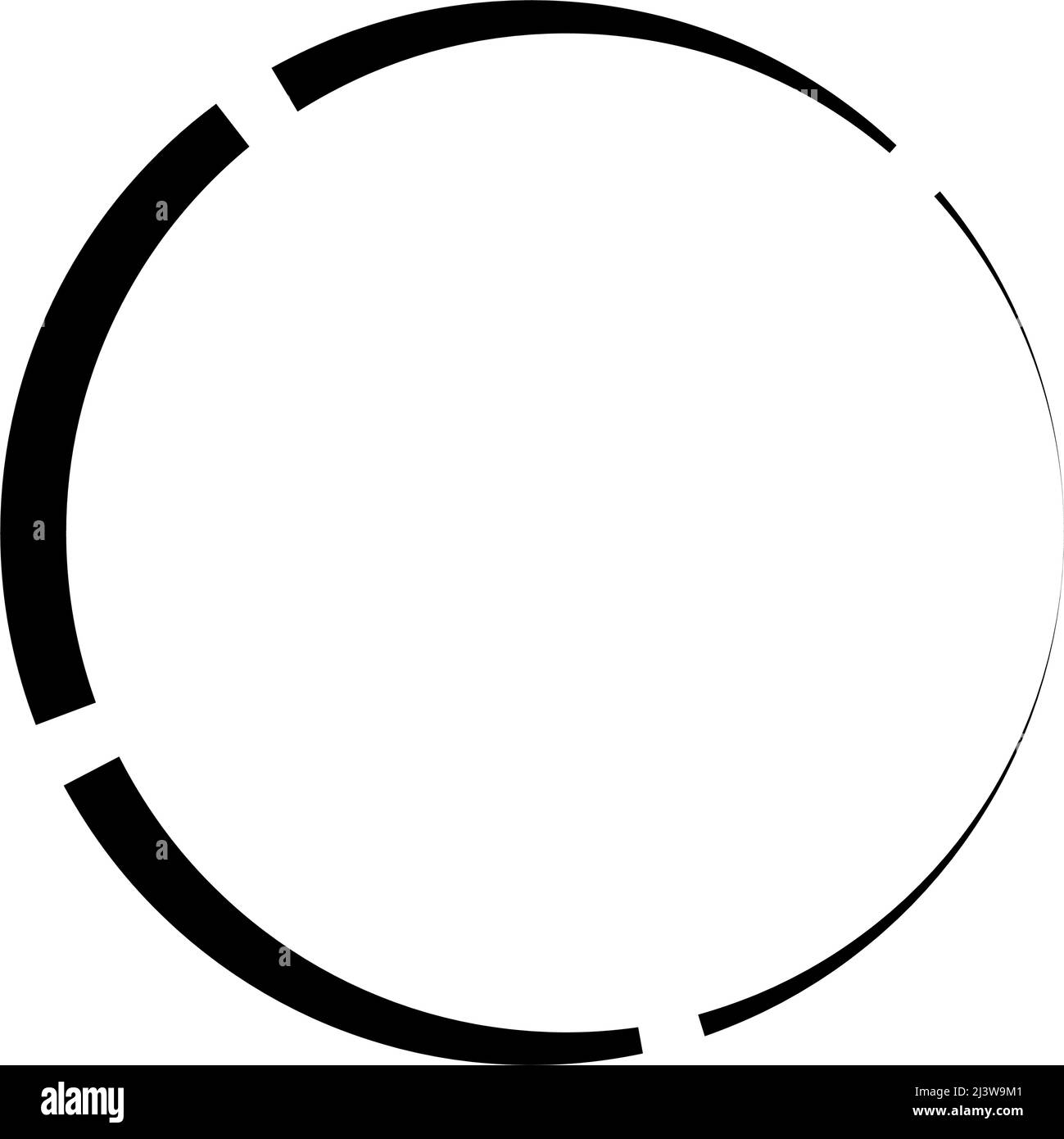 Black and white segmented circle, ring abstract geometric vector ...