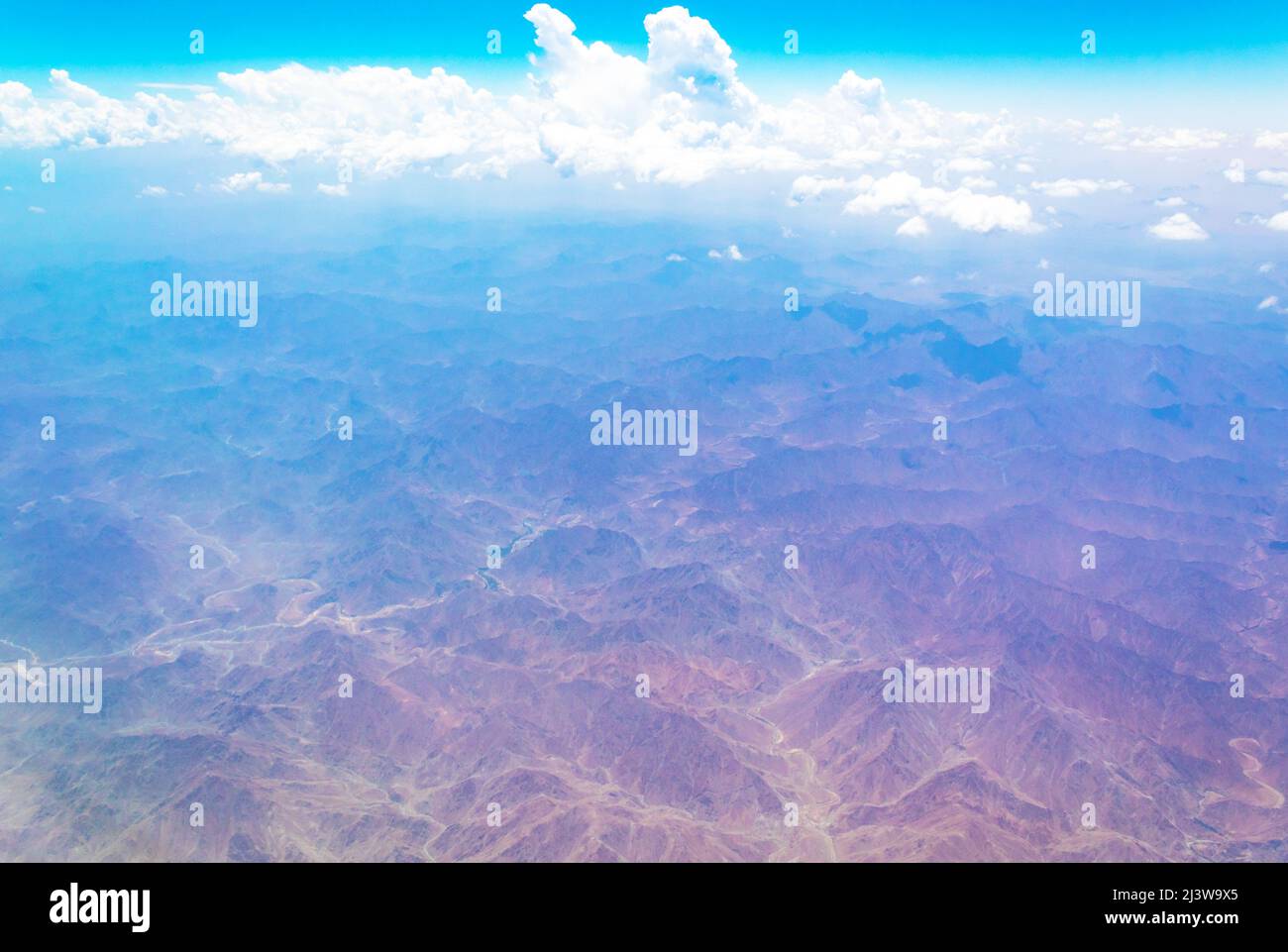Aerial view of Al Hajar Mountain in the eastern United Arab Emirates ...