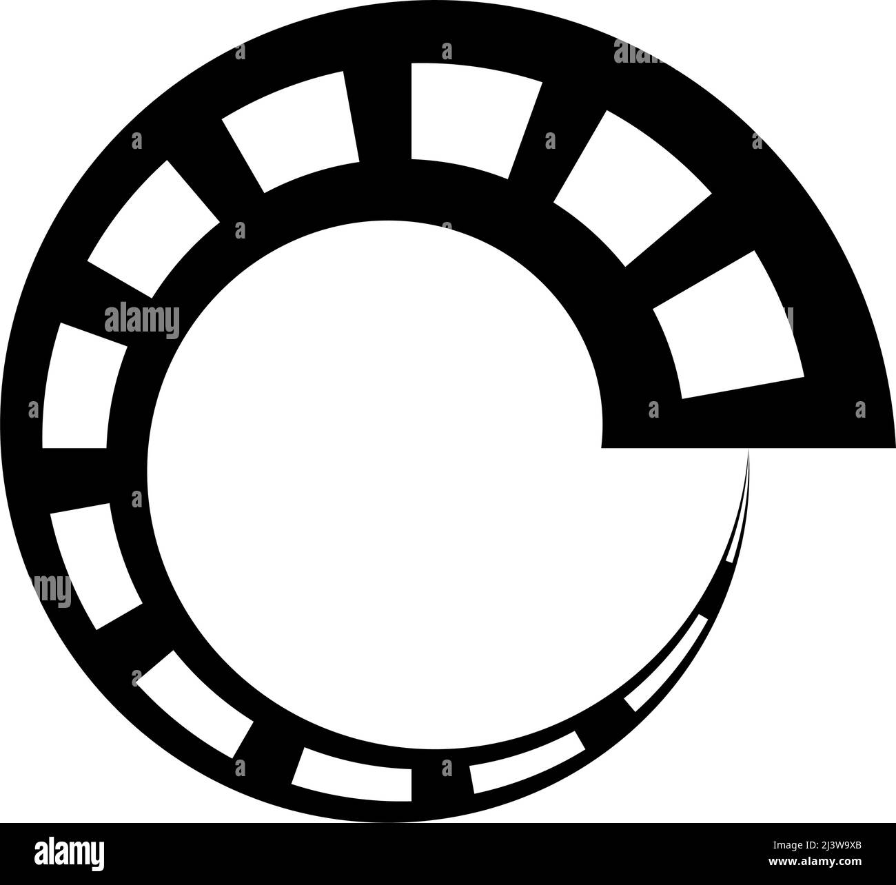 Black and white segmented circle, ring abstract geometric vector ...