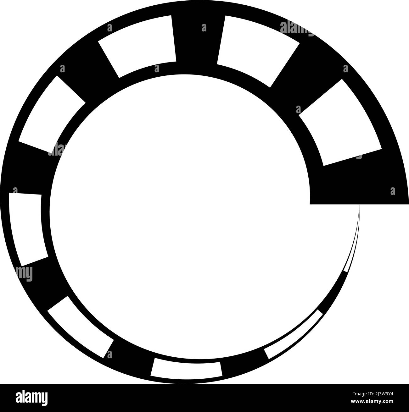 Black and white segmented circle, ring abstract geometric vector ...