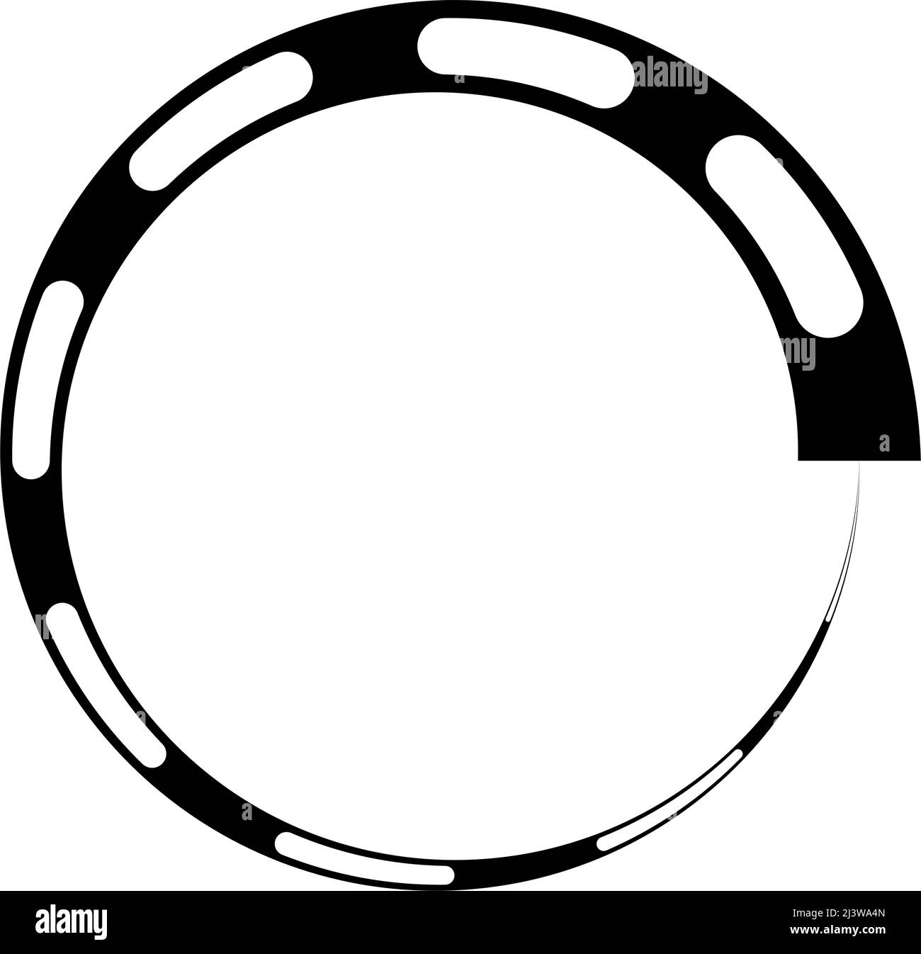 Black and white segmented circle, ring abstract geometric vector ...