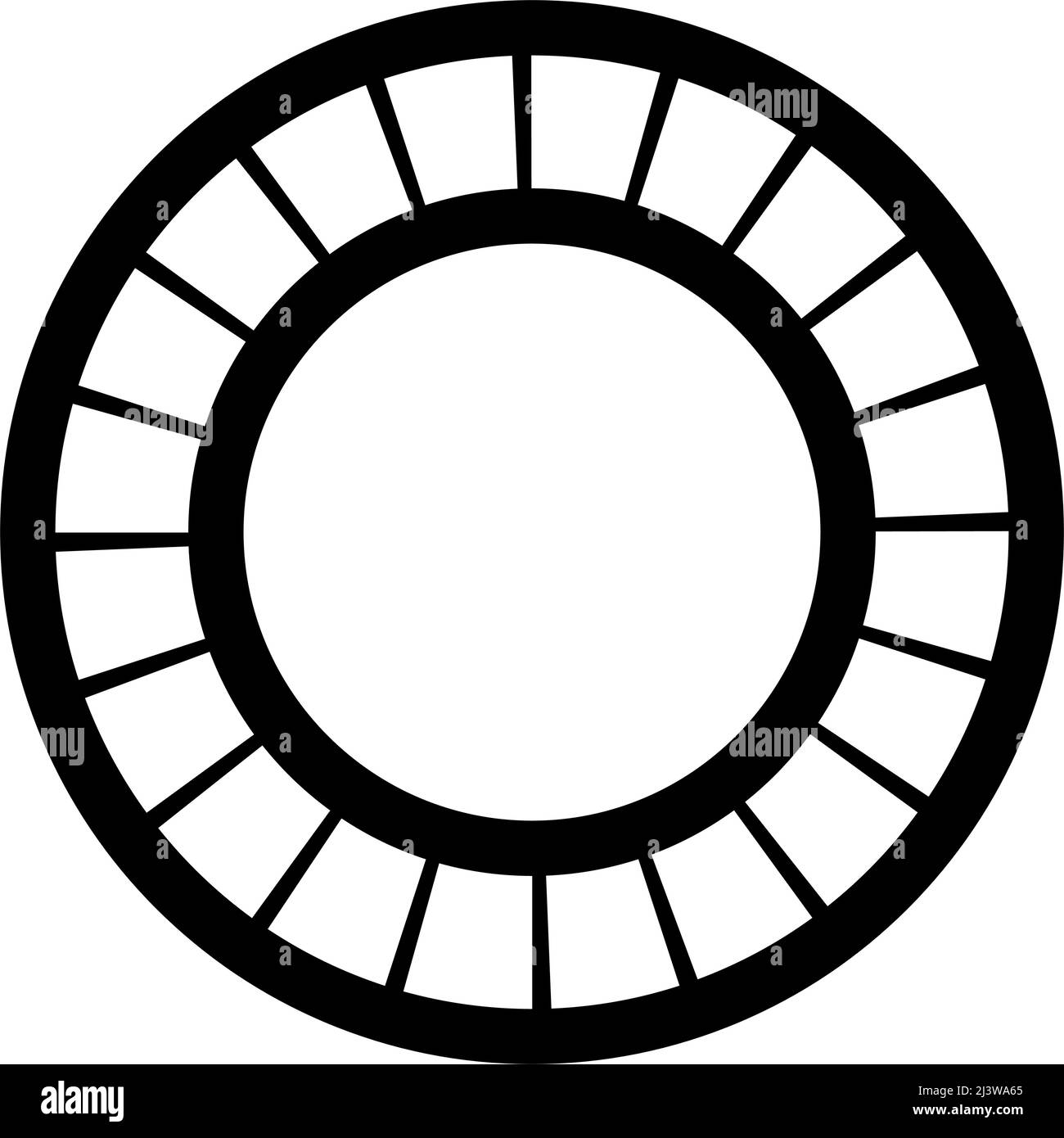 Black and white segmented circle, ring abstract geometric vector ...