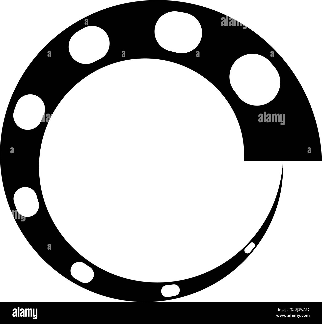 Black and white segmented circle, ring abstract geometric vector ...