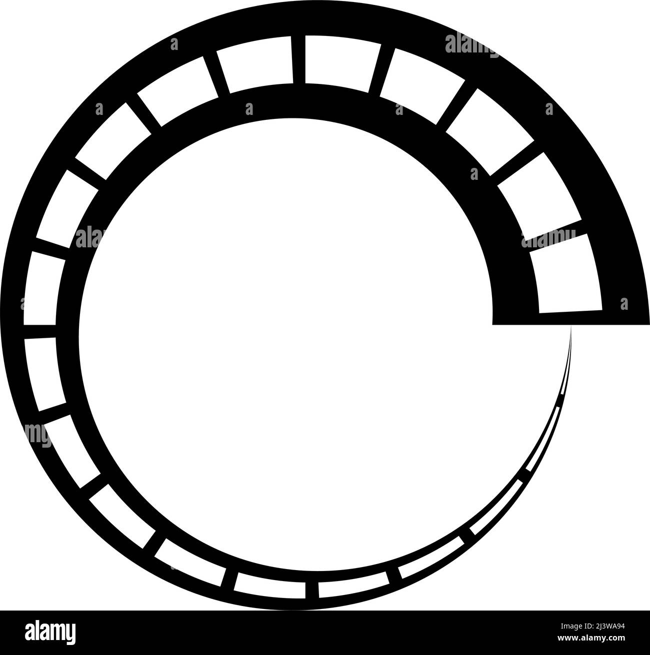 Black and white segmented circle, ring abstract geometric vector ...
