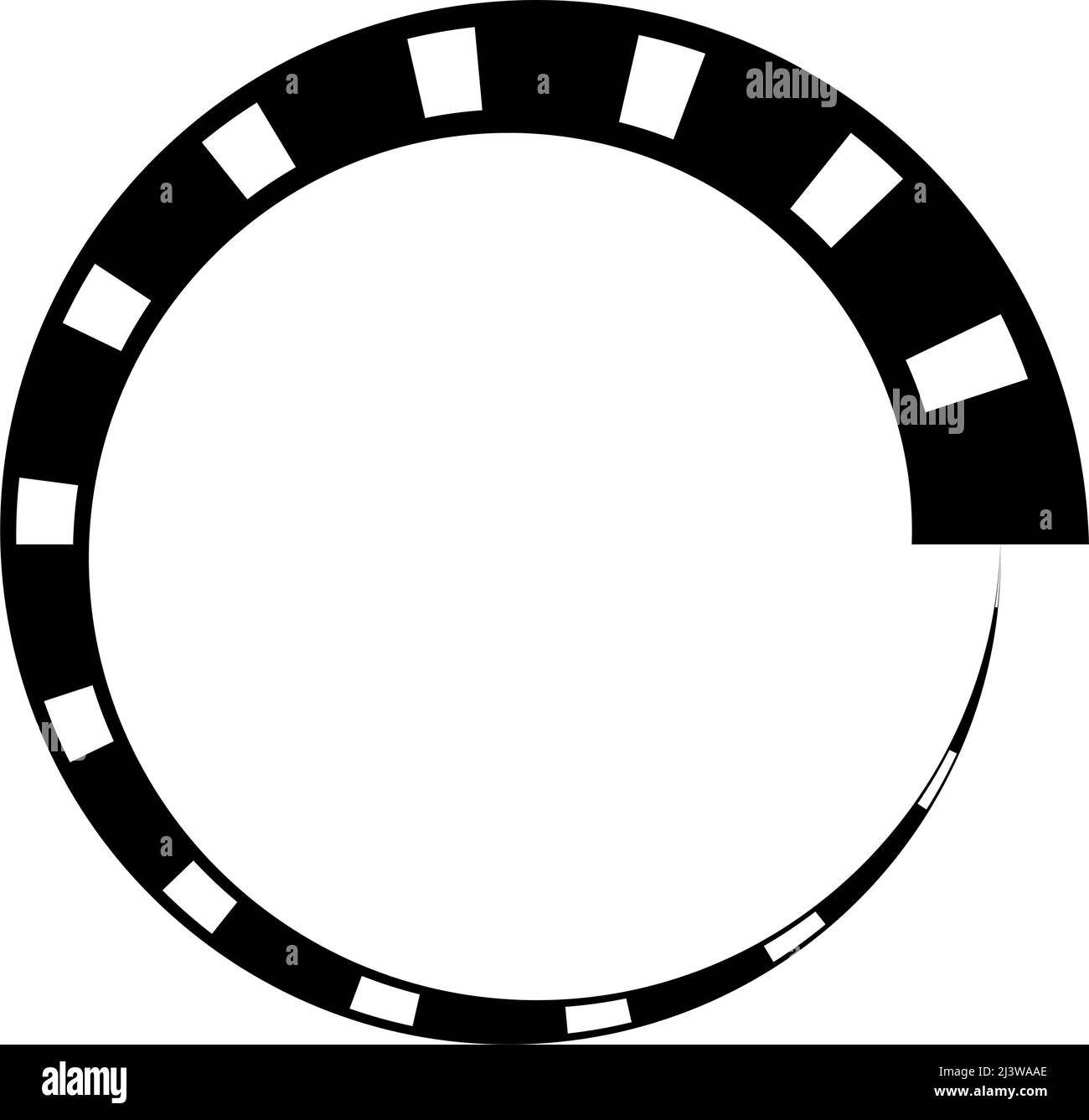 Black and white segmented circle, ring abstract geometric vector ...
