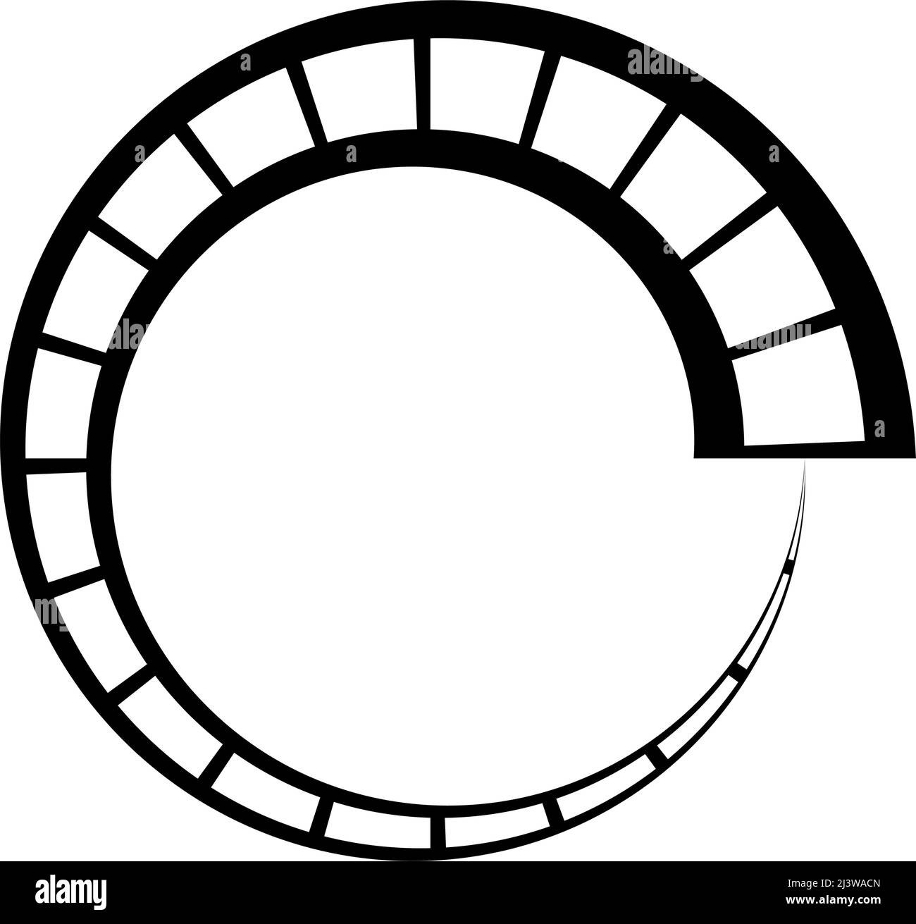 Black and white segmented circle, ring abstract geometric vector ...