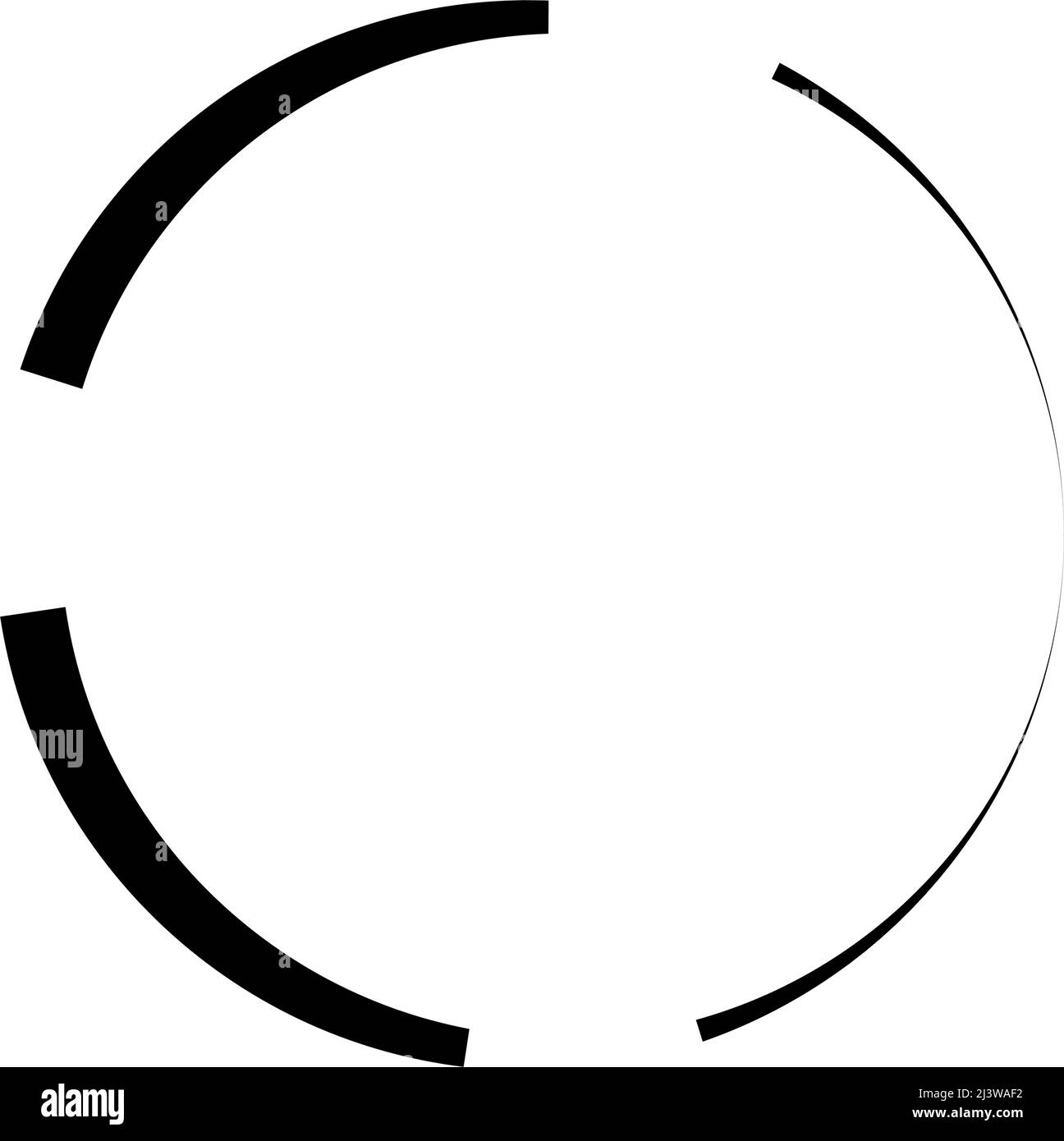 Black and white segmented circle, ring abstract geometric vector ...