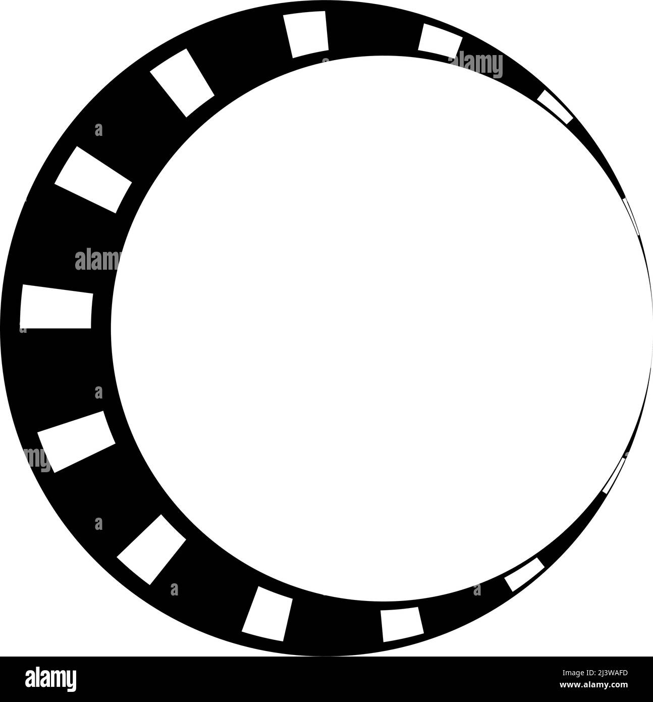 Black and white segmented circle, ring abstract geometric vector ...