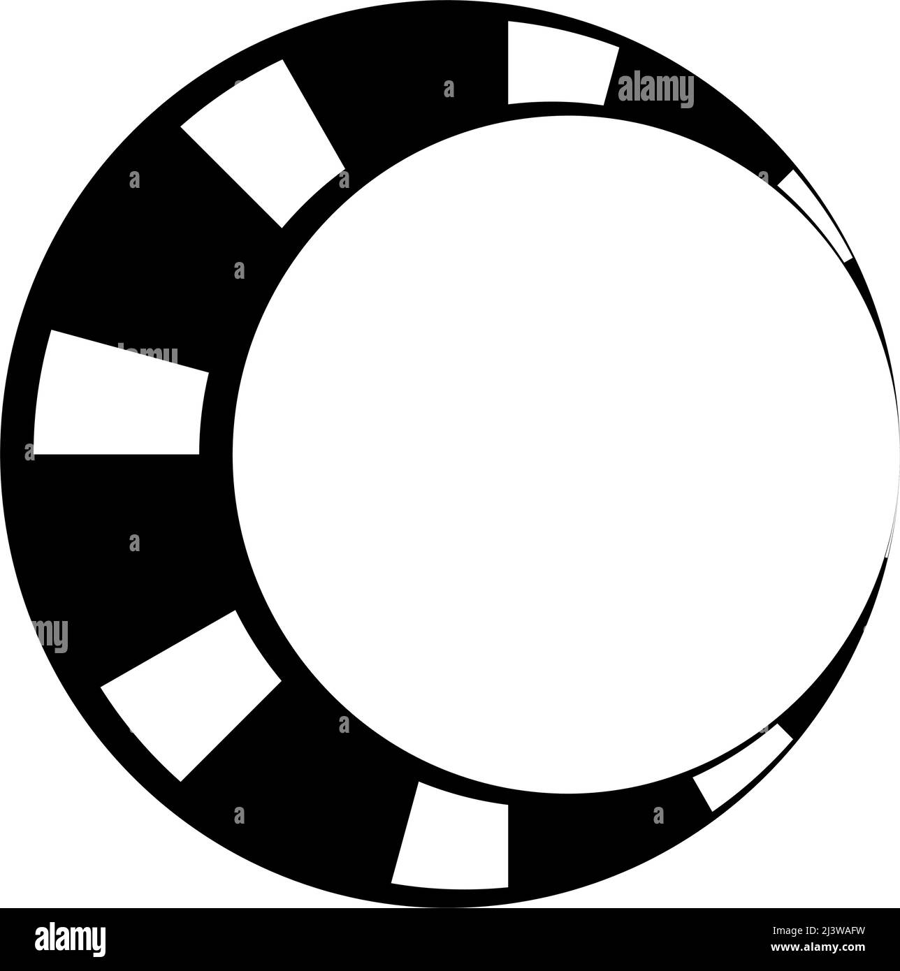Black and white segmented circle, ring abstract geometric vector ...