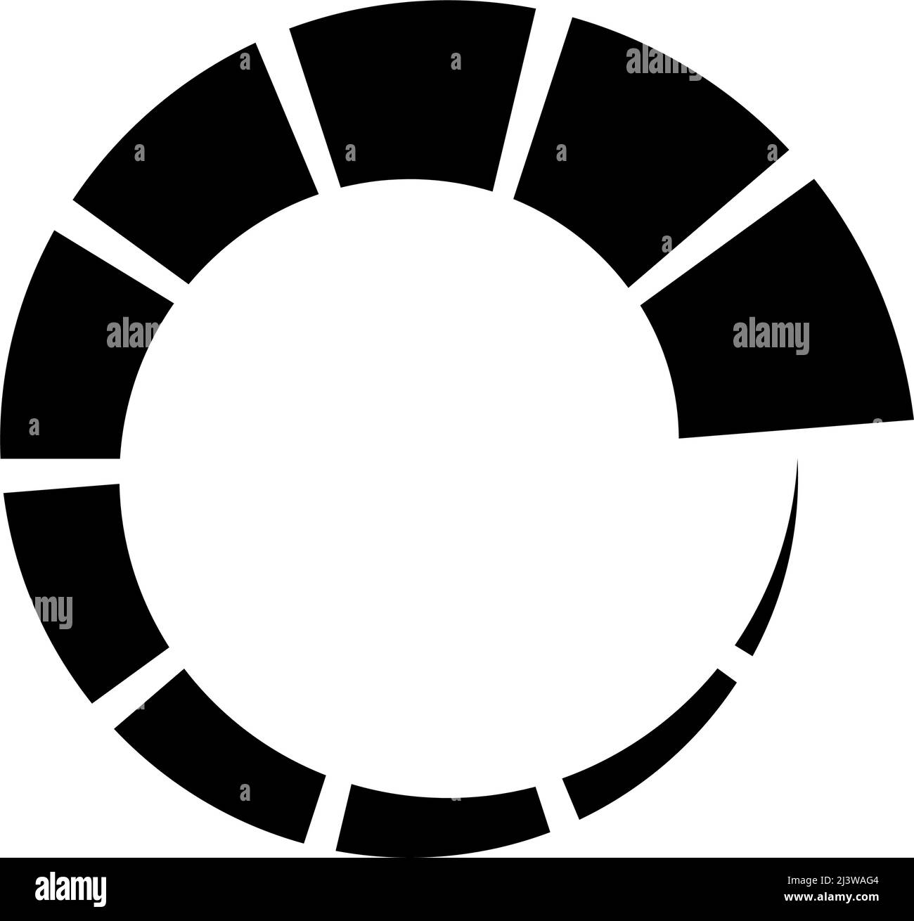 Black and white segmented circle, ring abstract geometric vector ...