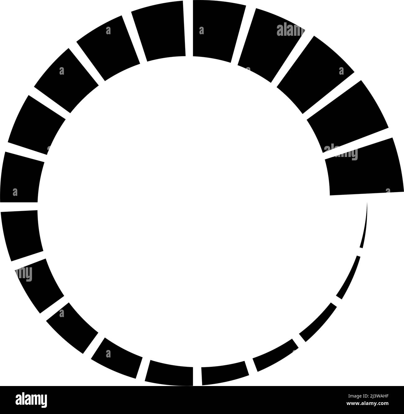 Black and white segmented circle, ring abstract geometric vector ...