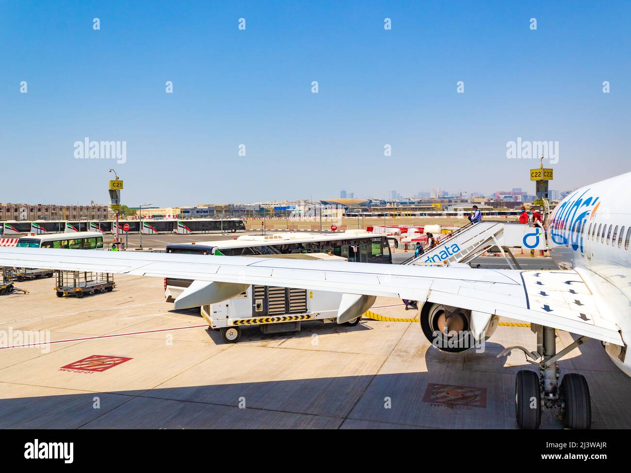 View of Dubai International Airport runway,UAE in front of Terminal 3 ...
