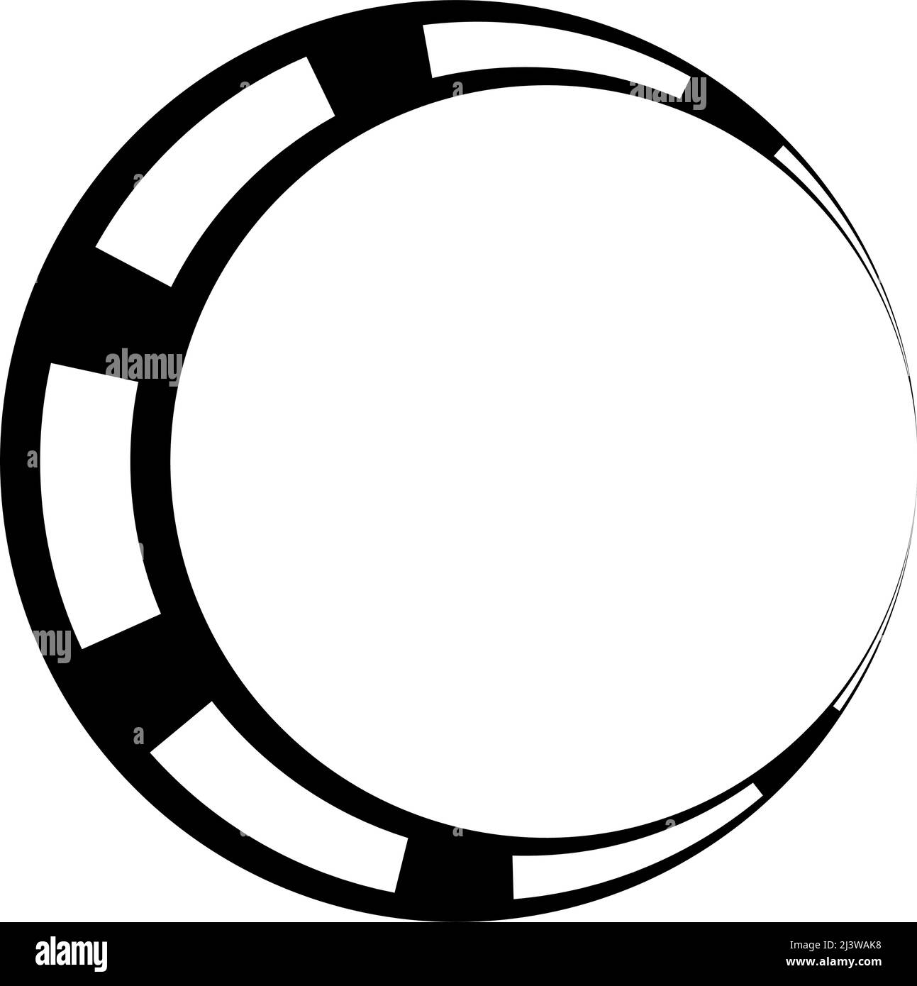 Black and white segmented circle, ring abstract geometric vector ...