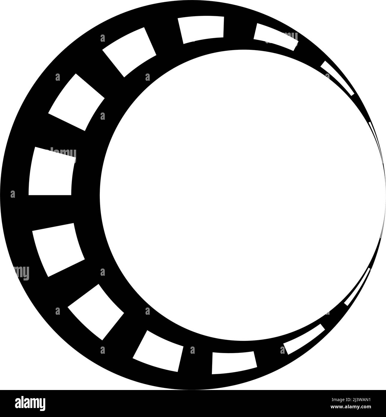 Black and white segmented circle, ring abstract geometric vector ...