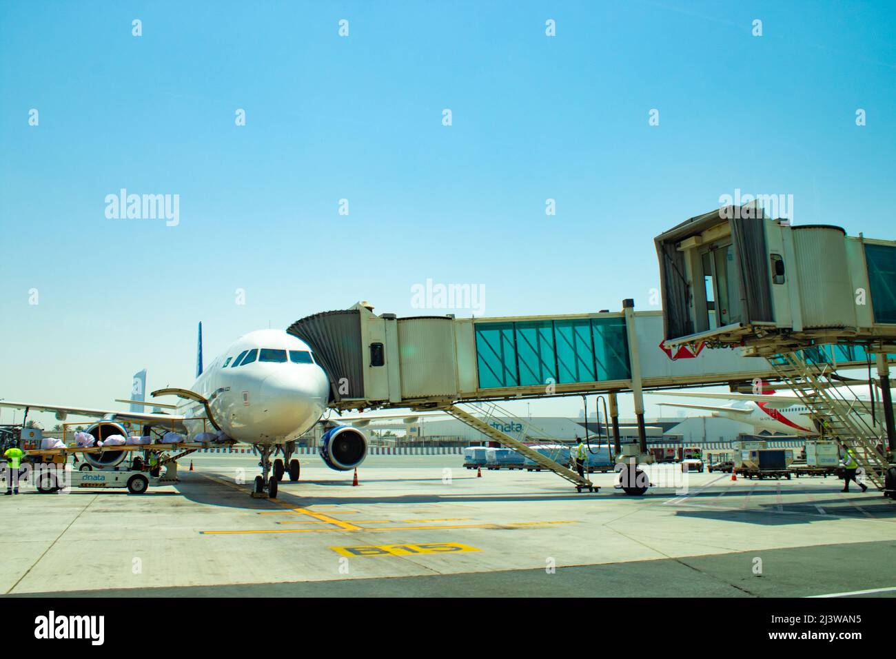View of Dubai International Airport runway,UAE with Terminal 3 of Dubai ...