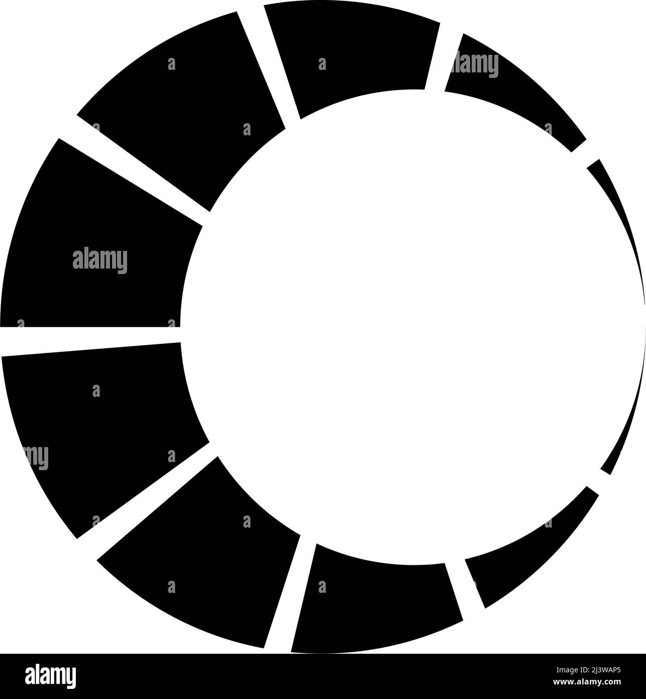 Black and white segmented circle, ring abstract geometric vector ...