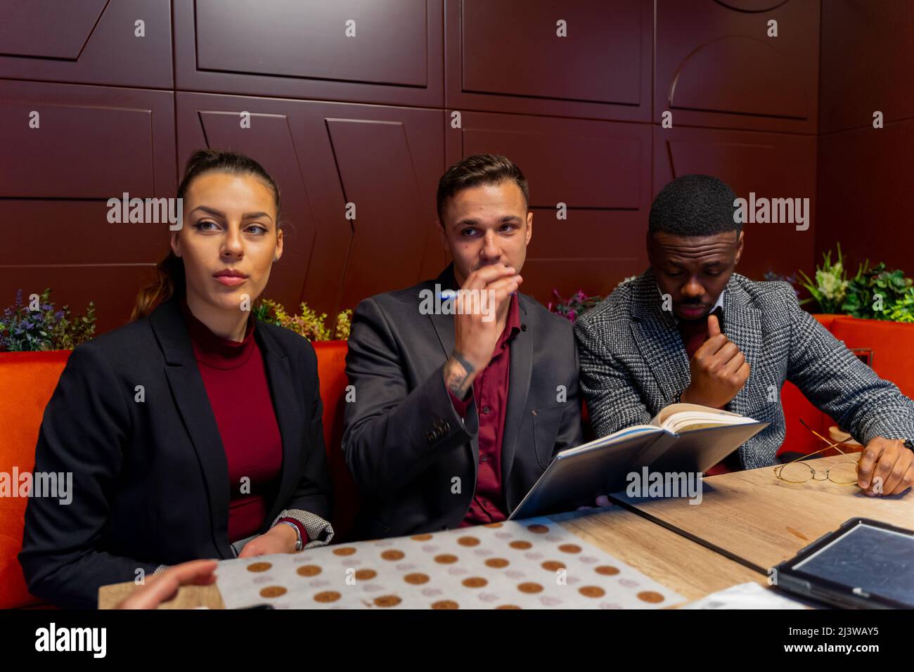 Group of multiracial busniess people are having a conversation Stock ...