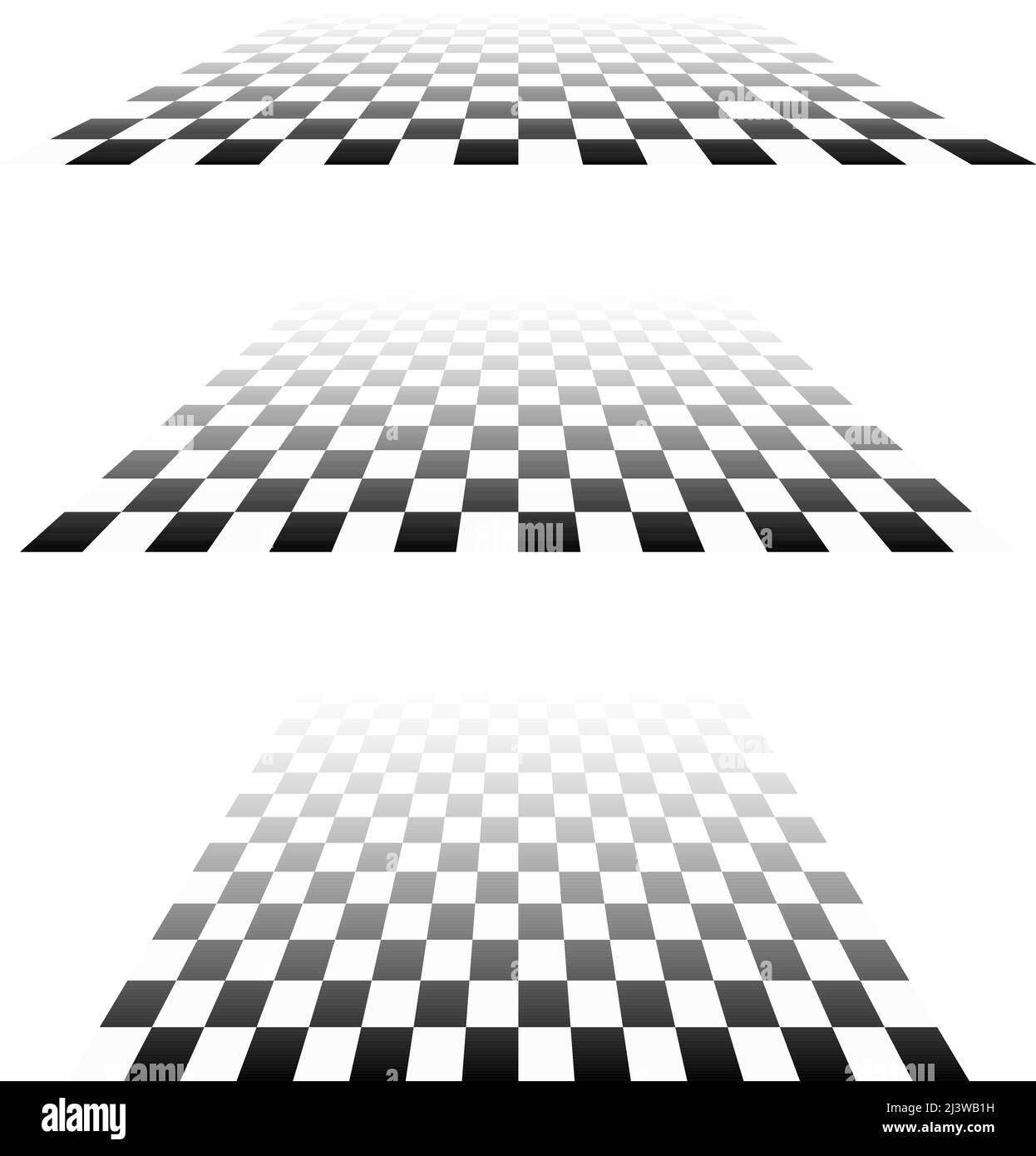 3d chessboard, checkerboard pattern in perspective. Checkered, chequered checks planes vanishing ...