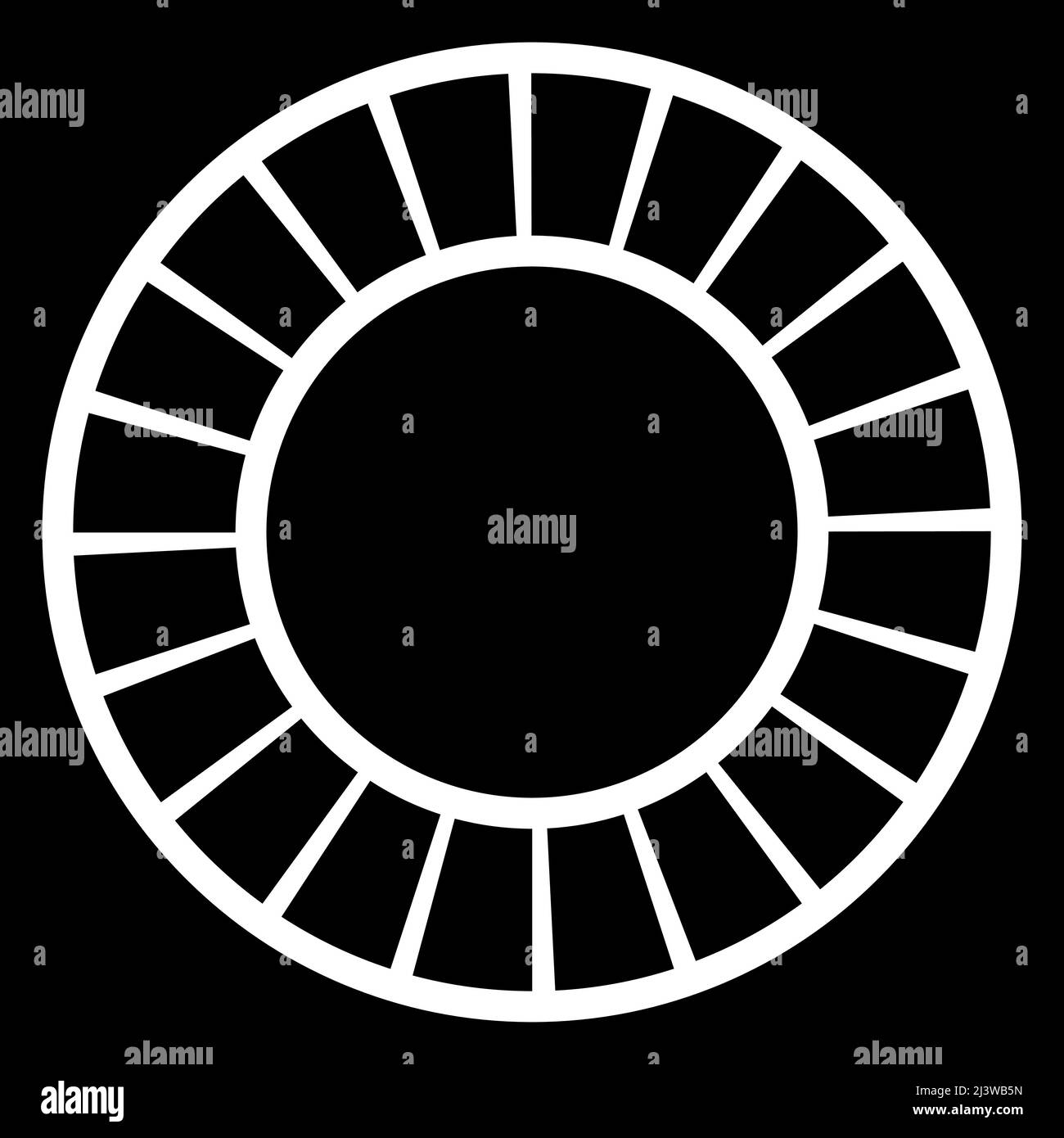 Black and white segmented circle, ring abstract geometric vector ...