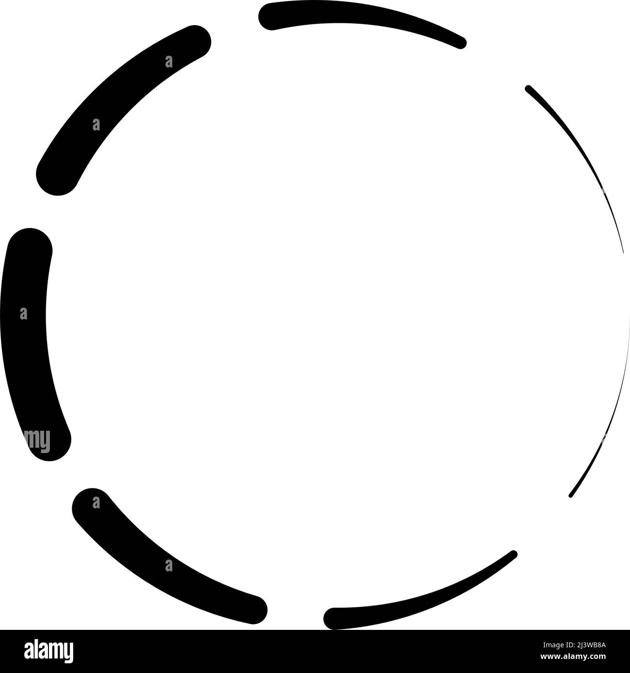 Black and white segmented circle, ring abstract geometric vector ...