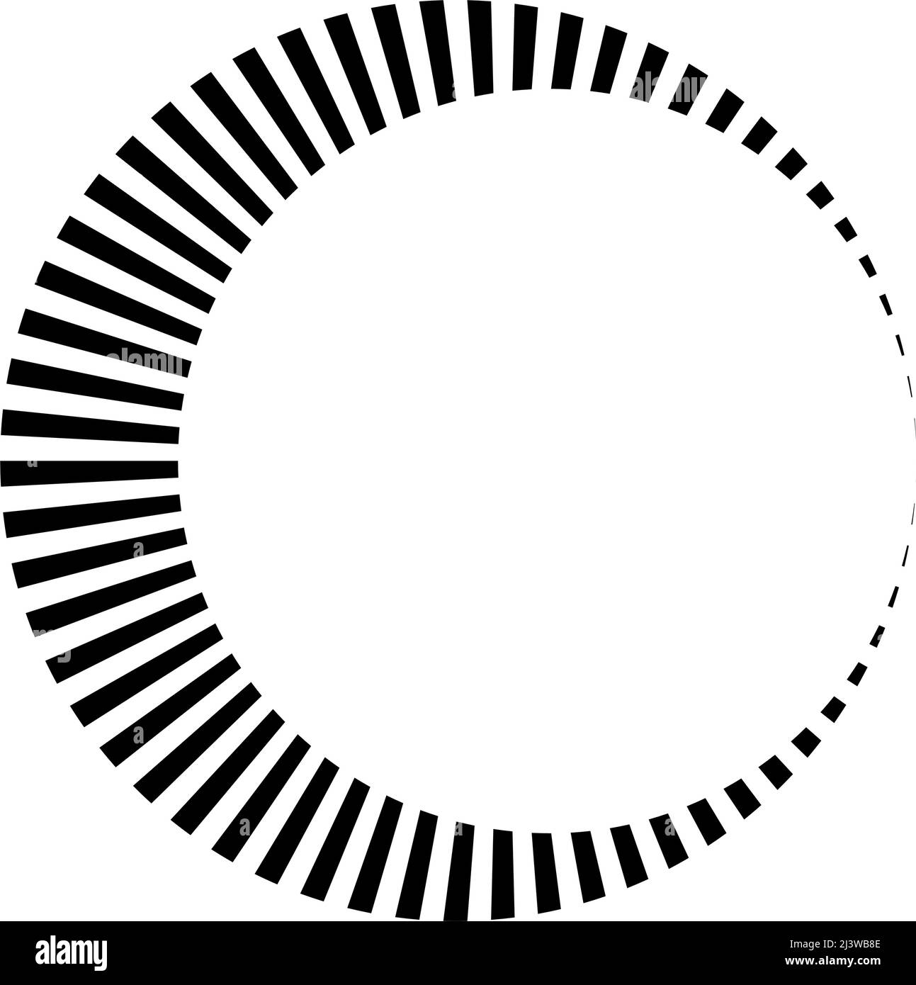 Black and white segmented circle, ring abstract geometric vector ...