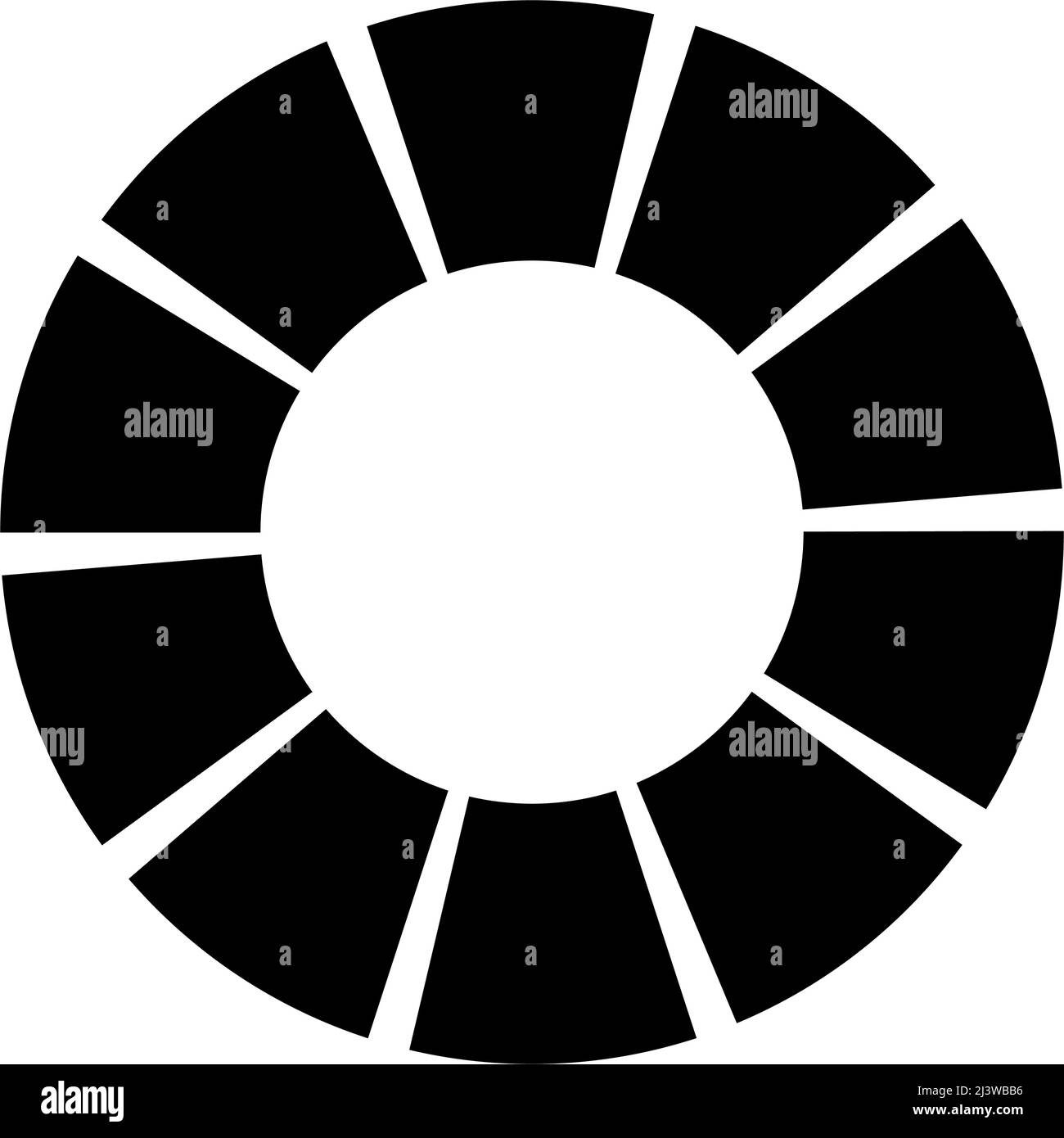 Black and white segmented circle, ring abstract geometric vector ...