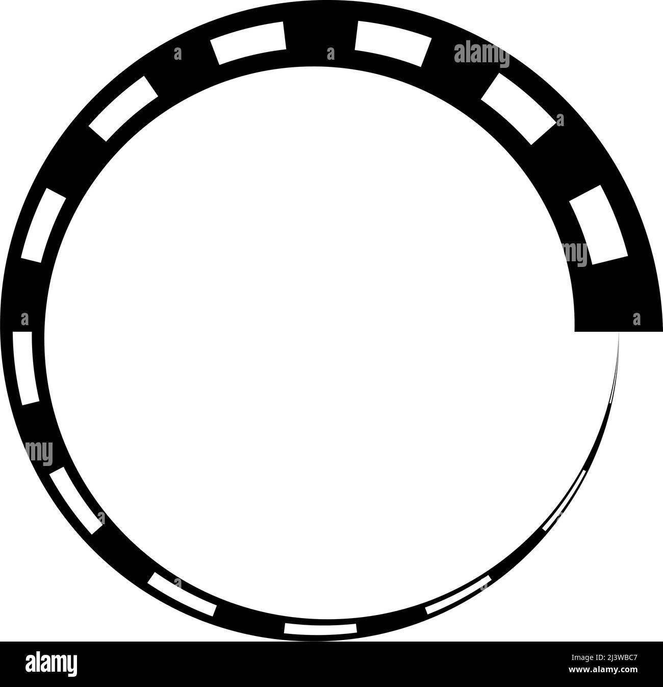 Black and white segmented circle, ring abstract geometric vector ...