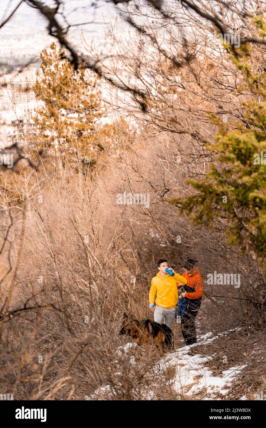 Amazing and handsome male friends are drinking water Stock Photo - Alamy