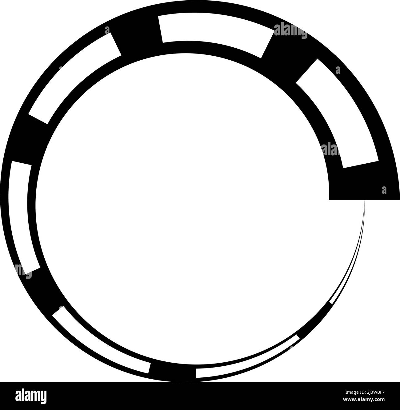 Black and white segmented circle, ring abstract geometric vector ...