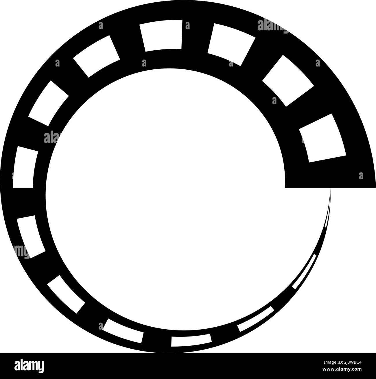 Black and white segmented circle, ring abstract geometric vector ...