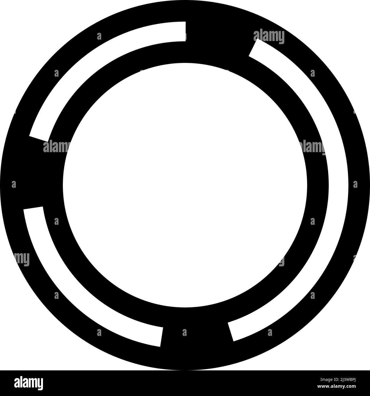 Black and white segmented circle, ring abstract geometric vector ...