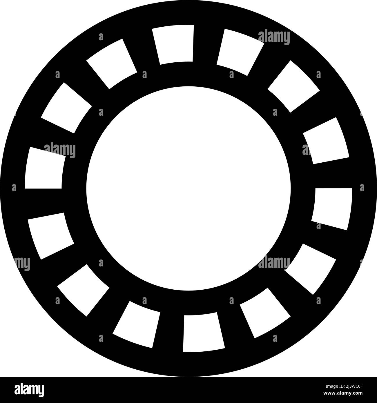 Black and white segmented circle, ring abstract geometric vector ...
