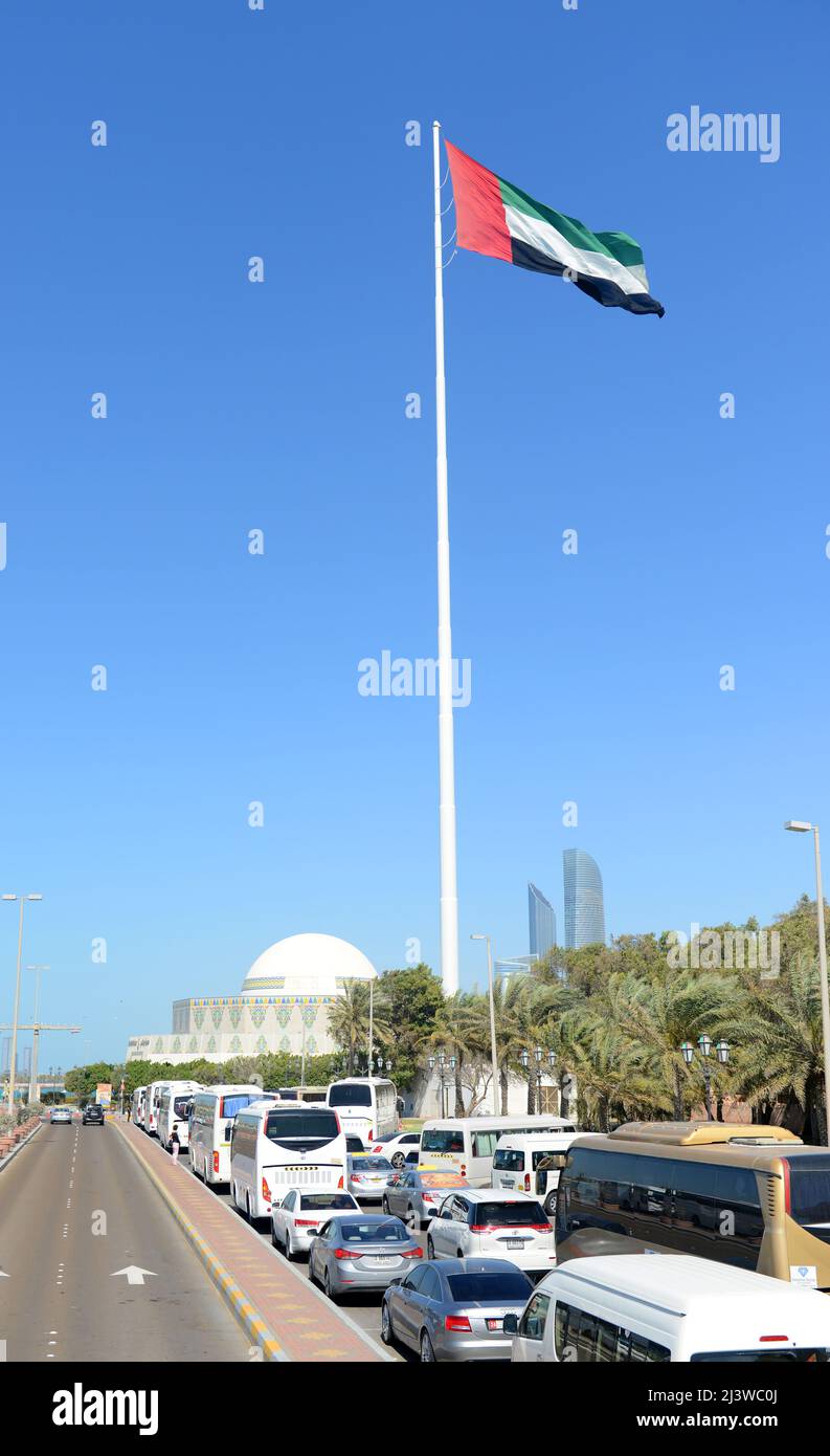 The iconic UAE flag at the Marina of Abu Dhabi, UAE Stock Photo - Alamy