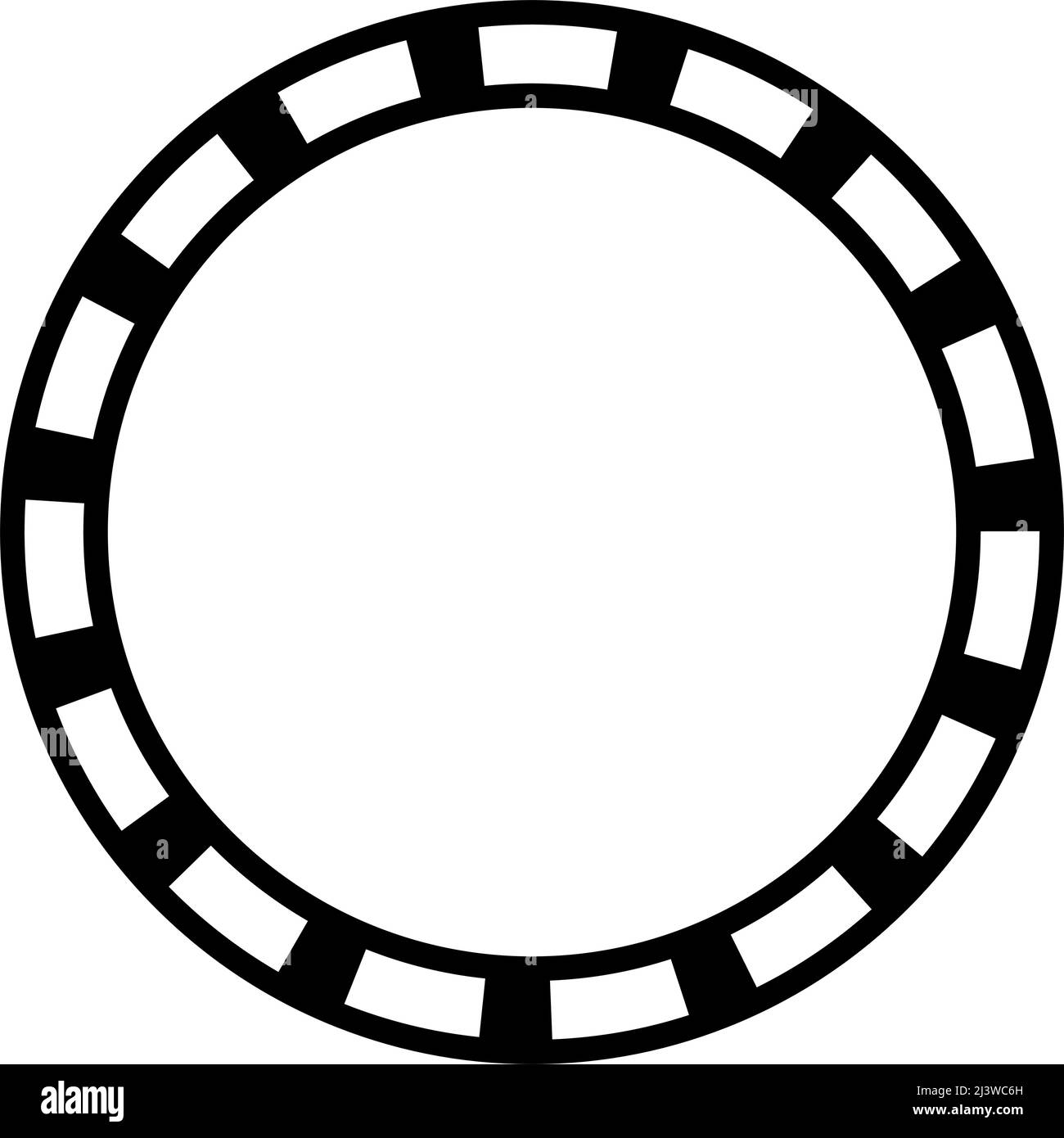 Black and white segmented circle, ring abstract geometric vector ...